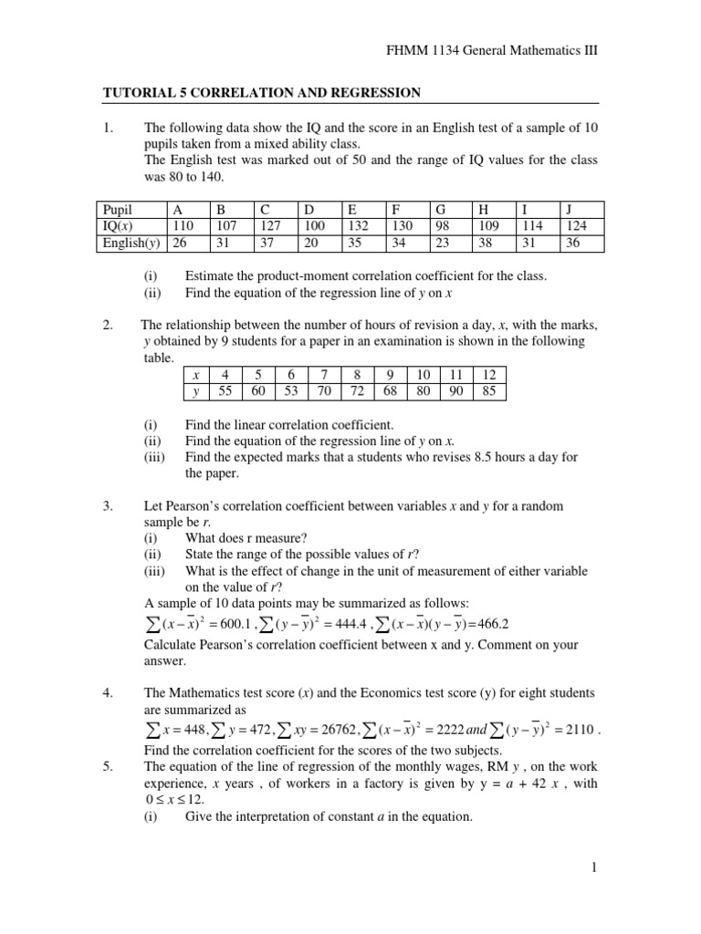 Correlation and Regression Tutorial | PDF | Correlation And Dependence ...