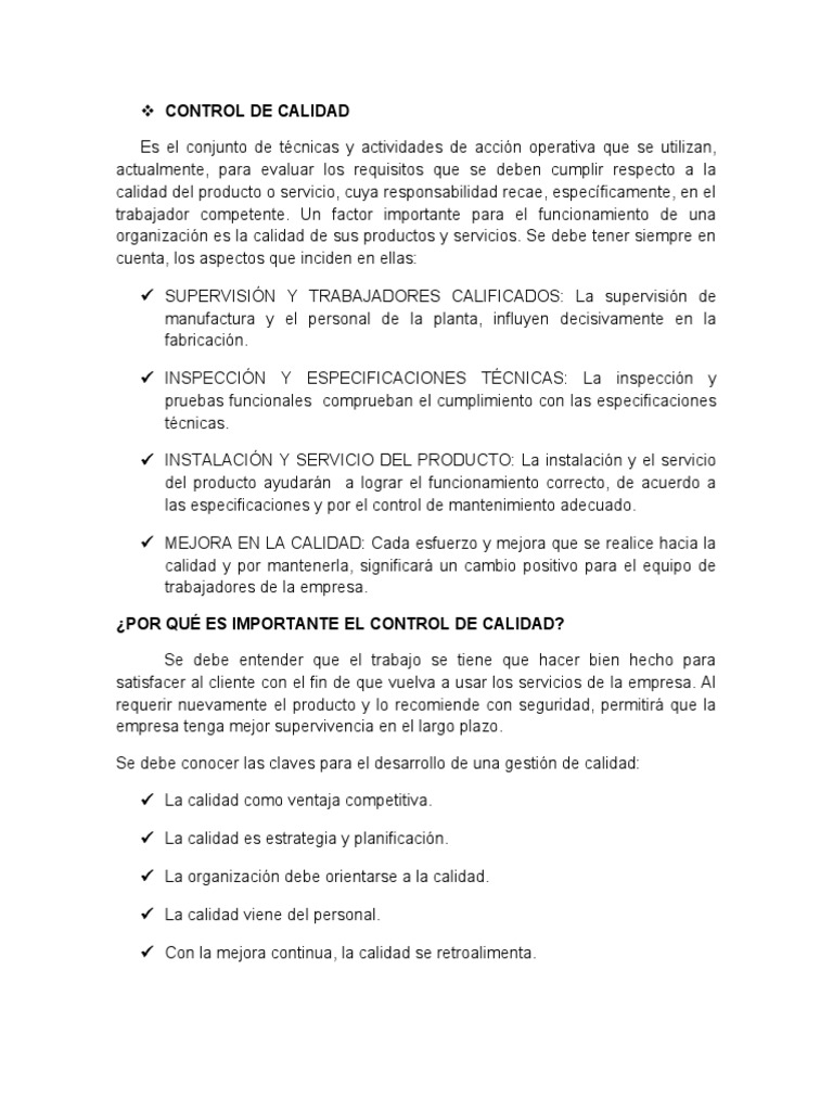 Diagrama de Flujo en Control de Calidad | PDF | Calidad (comercial ...