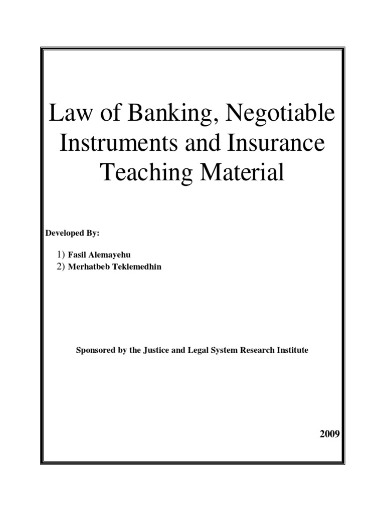 Insurance Banking and Negotiable Instruments | PDF | Negotiable ...