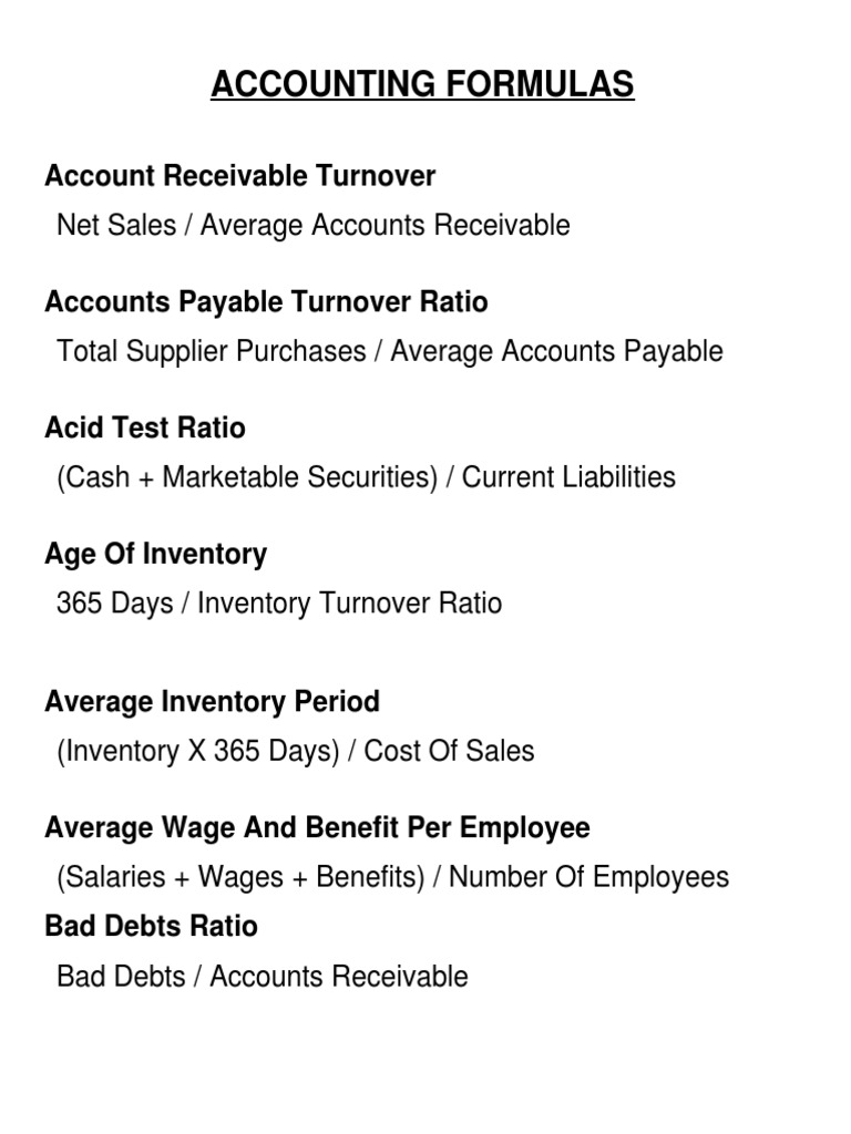 BEC - Complete List of Accounting Formulas For The CPA | PDF ...