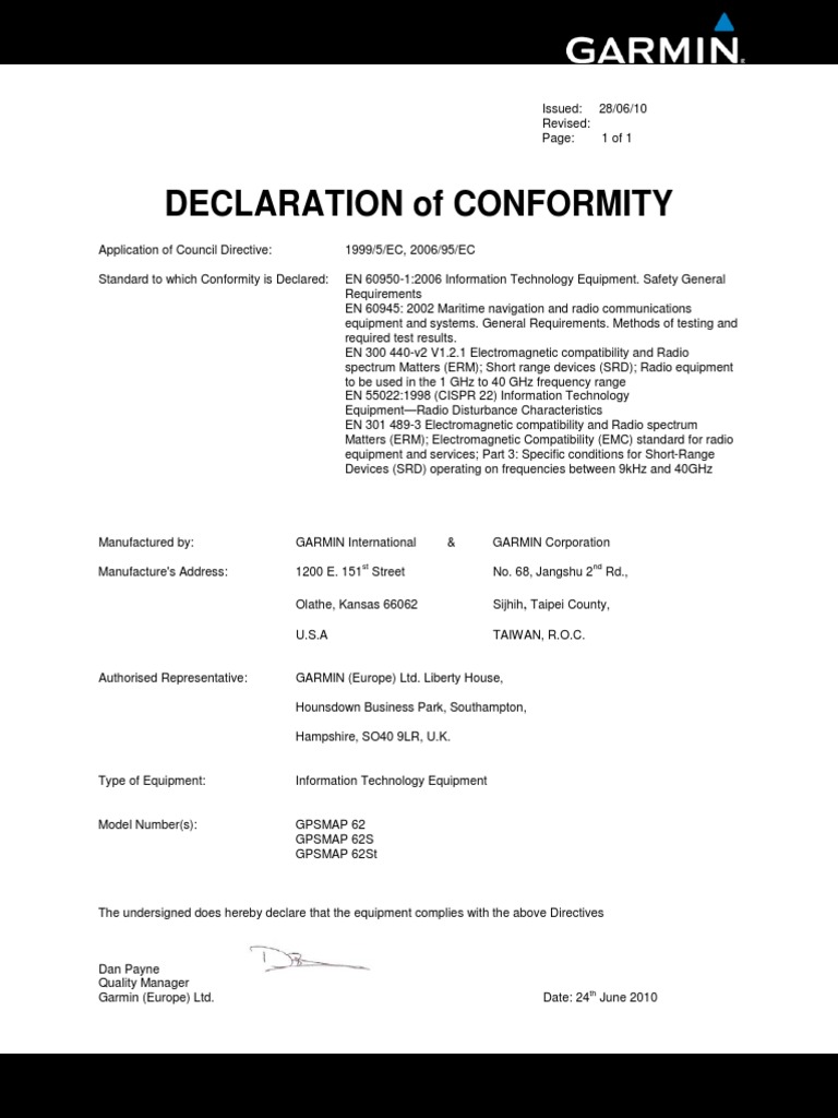 Declaration of Conformity: ST ND | PDF | Electromagnetic Compatibility ...