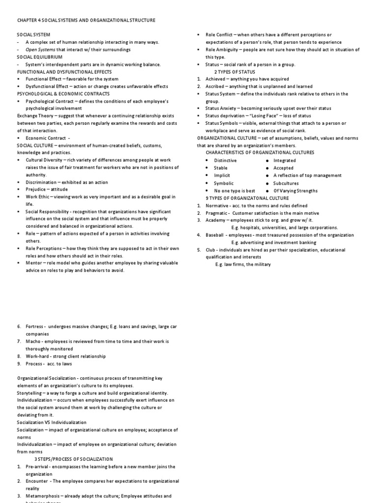 Chapter 4 Social Systems and Organizational Structure | PDF ...