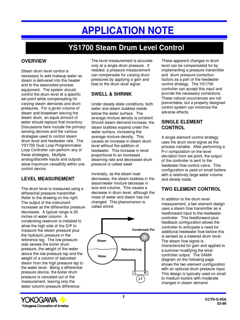 YS1700 Drum Level Control | PDF | Pressure | Water