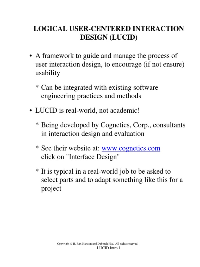Logical User-Centered Interaction Design (Lucid) | PDF | Usability ...