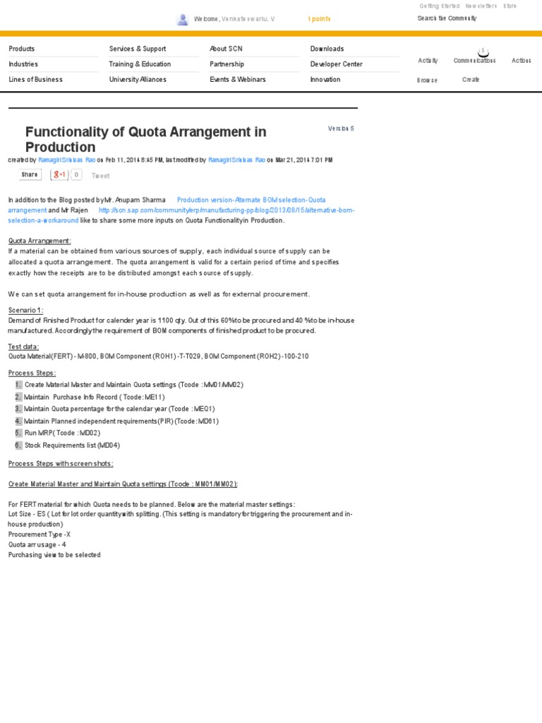 Quota Arrangement in Production - SCN | PDF | Procurement | Business