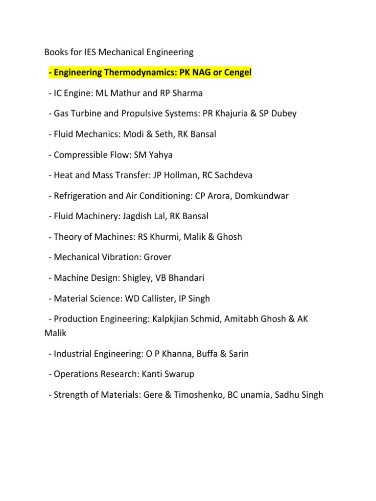 Books For IES Mechanical Engineering | PDF | Materials Science ...