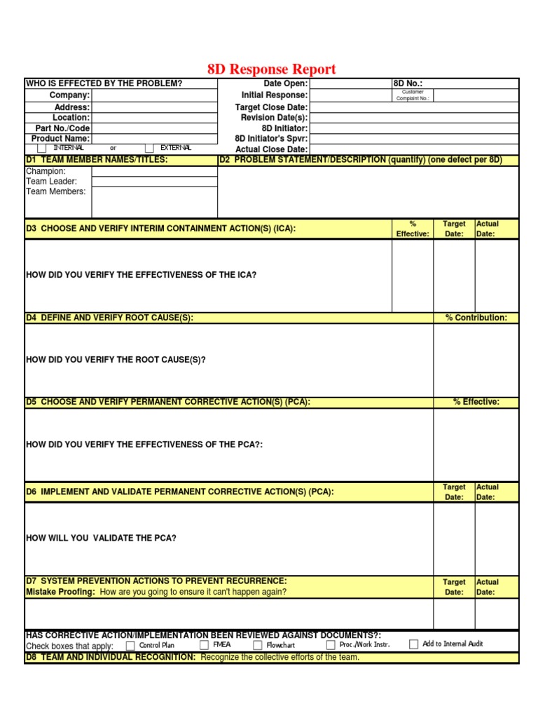 8D Template | PDF | Business | Computing