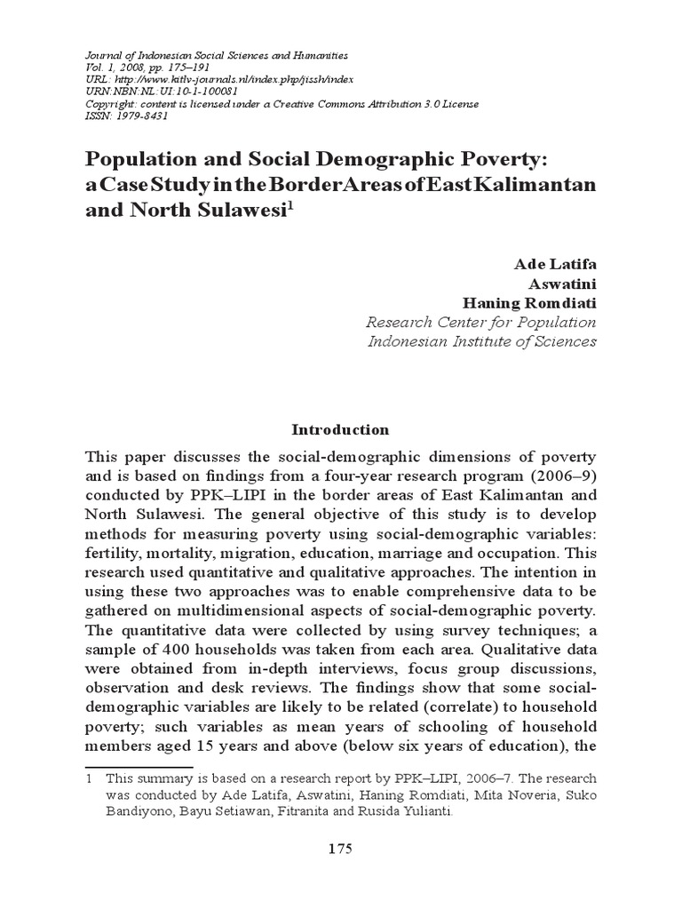 Population and Social Demographic Poverty: A Case Study in The Border ...