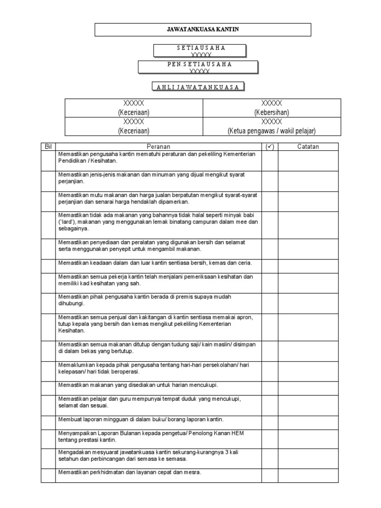 Hal Ehwal Murid - Pengurusan Kantin Sekolah | PDF