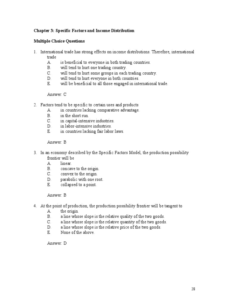 Chapter 3 Multiple Choice Questions: International Trade and Income ...