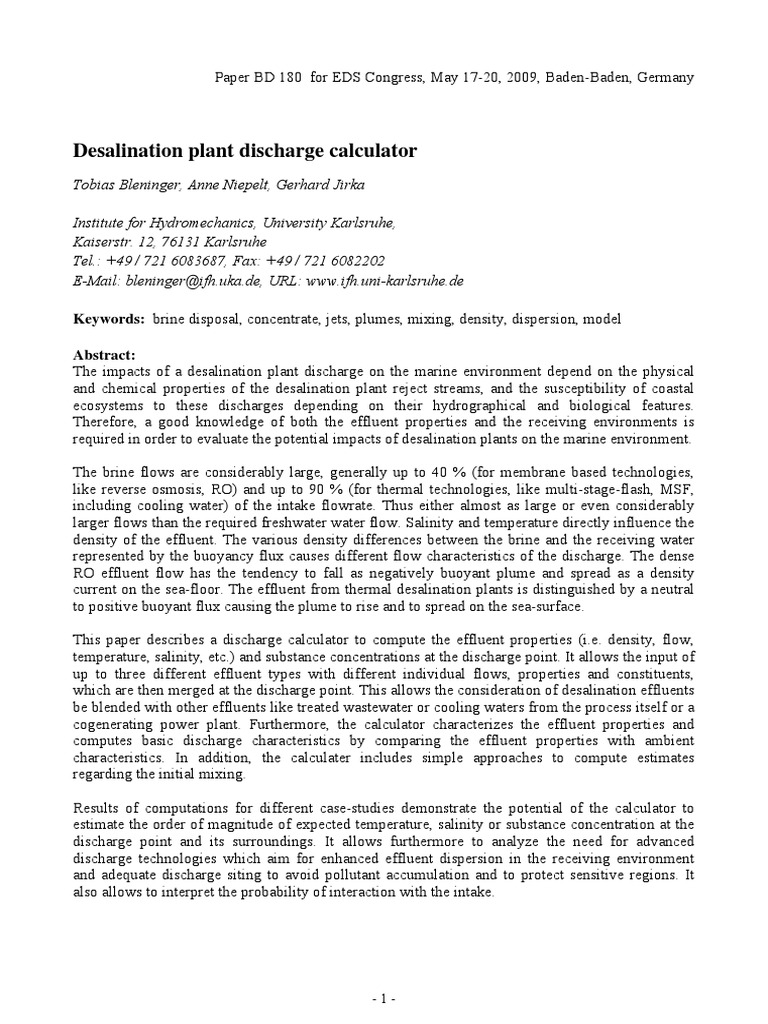 Brine Calculator User Manual | PDF | Desalination | Salinity