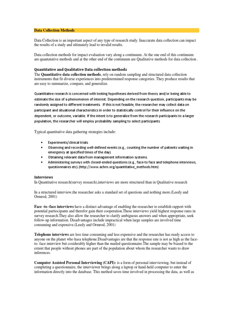 Data Collection Methods | PDF | Statistical Hypothesis Testing | Type I ...