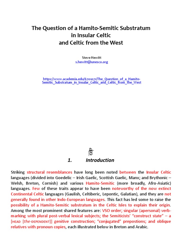 Hewitt AEMA 1 The Question of A Hamito-Semitic Substratum in Insular ...
