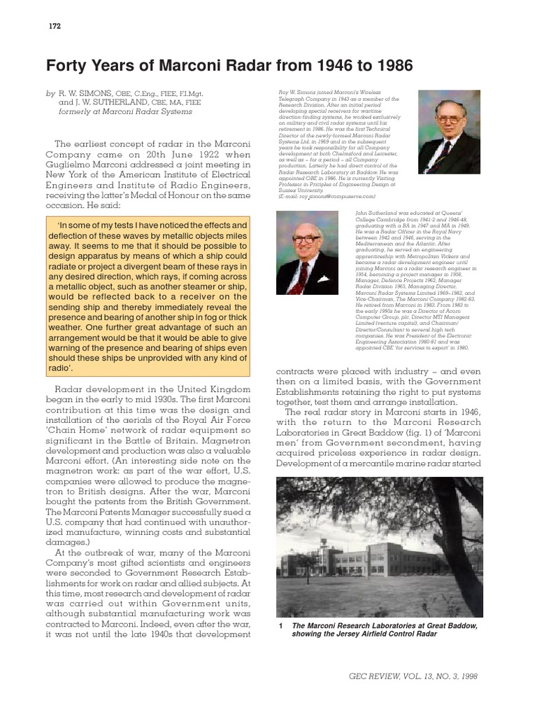 Marconi Radar Development 1946-1986 | PDF | Radar | Air Traffic Control