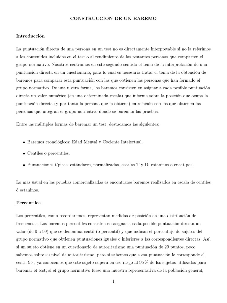 Construcción de Baremo en Psicología | PDF | Cociente de inteligencia ...