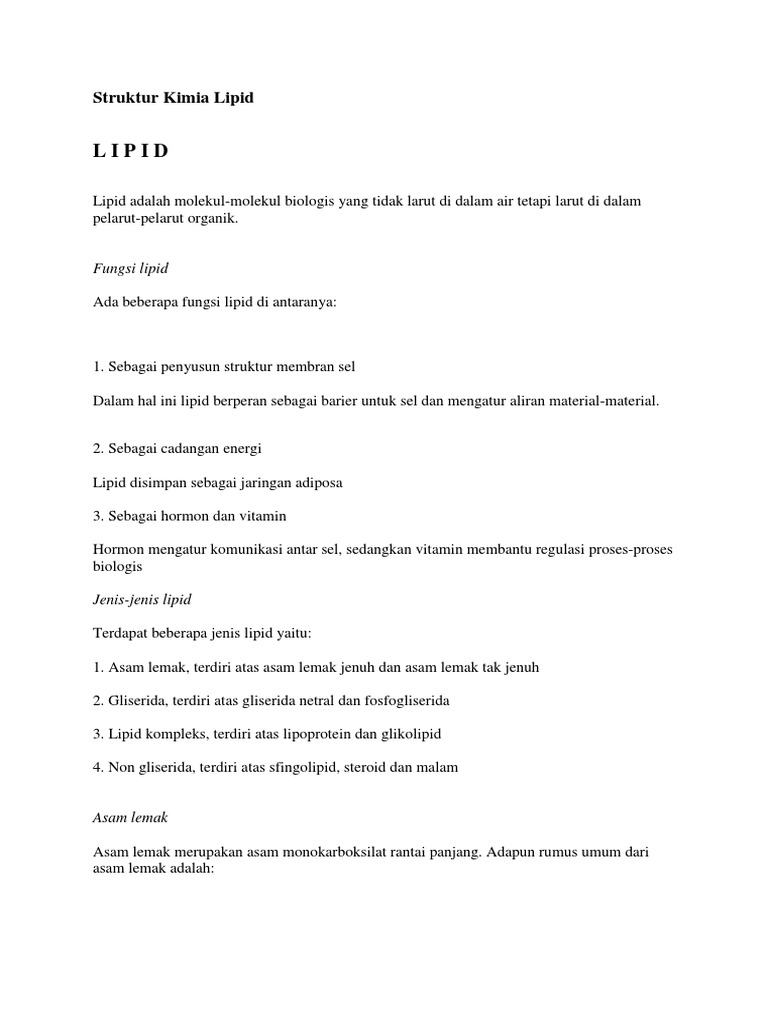 Struktur Kimia Lipid | PDF