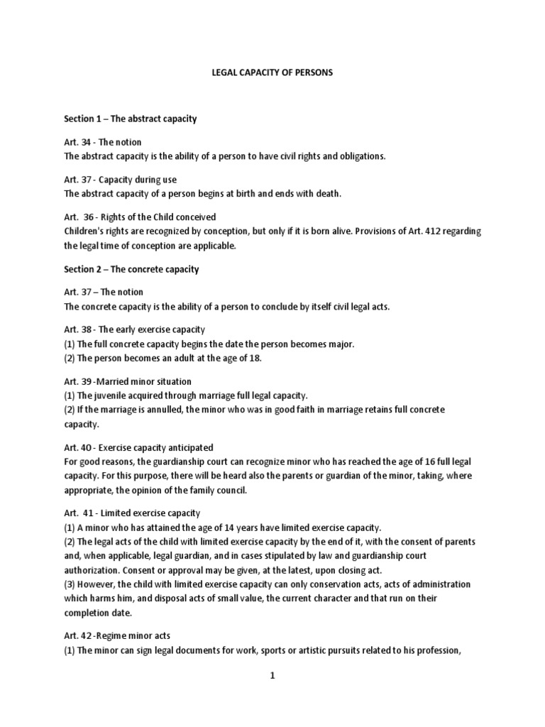 Legal Capacity of Persons Explained | PDF | Legal Personality | Legal ...