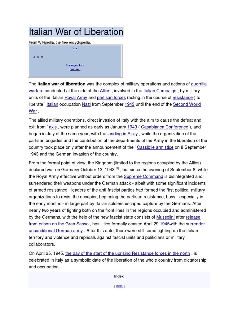 Italian War of Liberation | PDF | Allies Of World War II | Italian ...