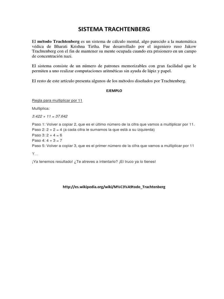 Sistema Trachtenberg | PDF