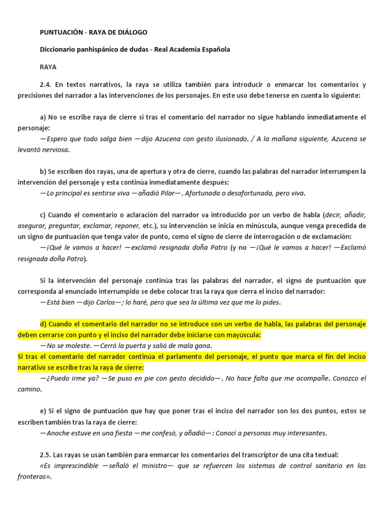 Uso de la raya en diálogos | PDF | Puntuación | Alfabeto latino
