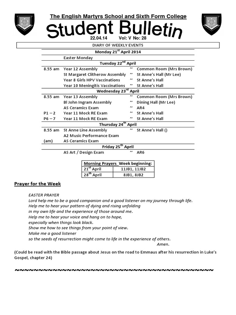 Student Bulletin | PDF | Religion And Belief