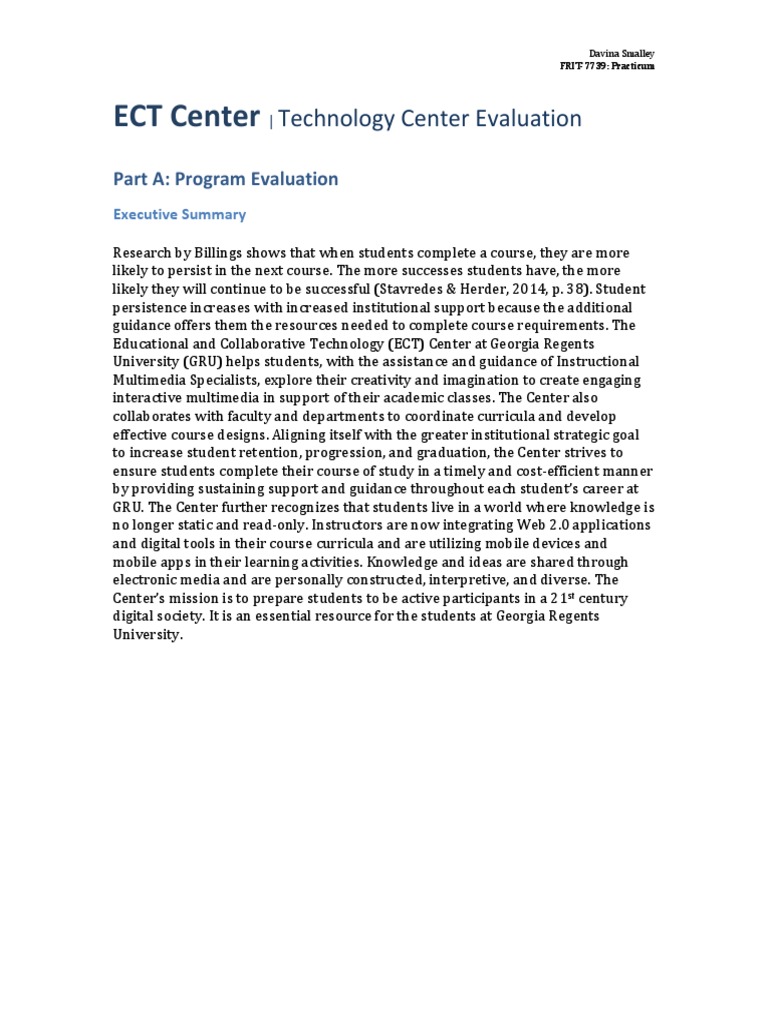 ECT Center Evaluation | PDF | Communication | Computing