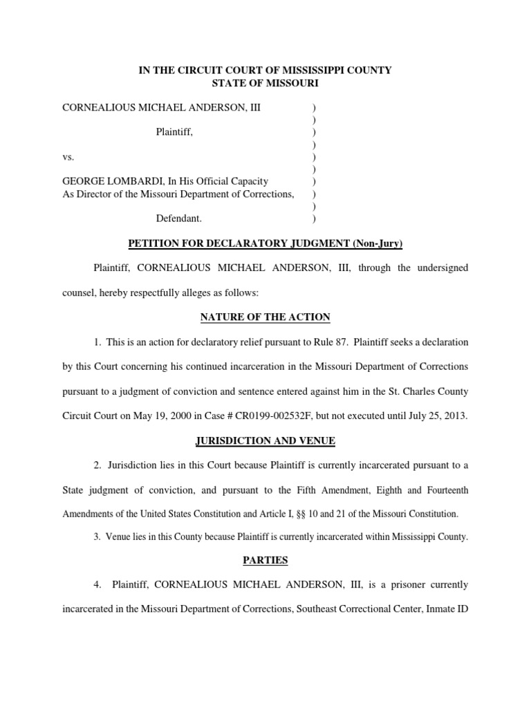 Mike Anderson Declaratory Judgment Megaro | PDF | Virginia Circuit ...
