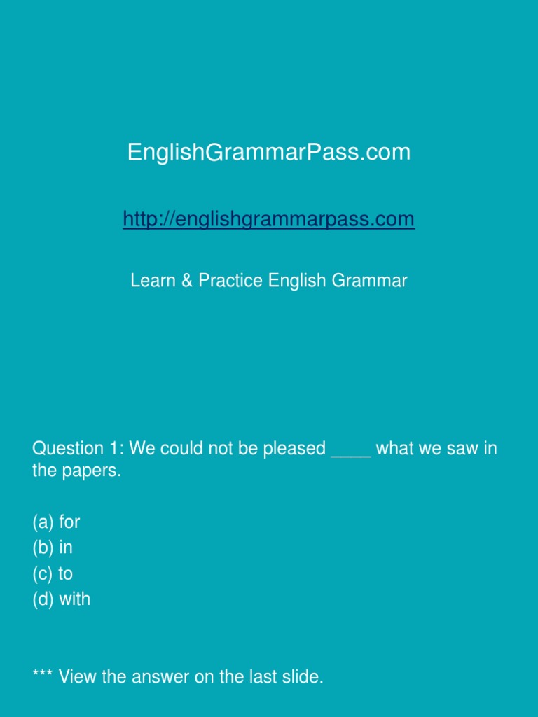 English Grammar Quiz for Learners | PDF | Teaching Methods & Materials