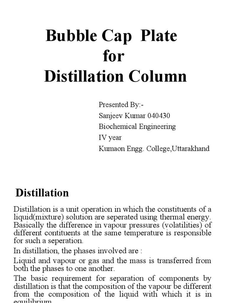 Bubble Cap Plate For Distillation Column | PDF | Distillation | Nature