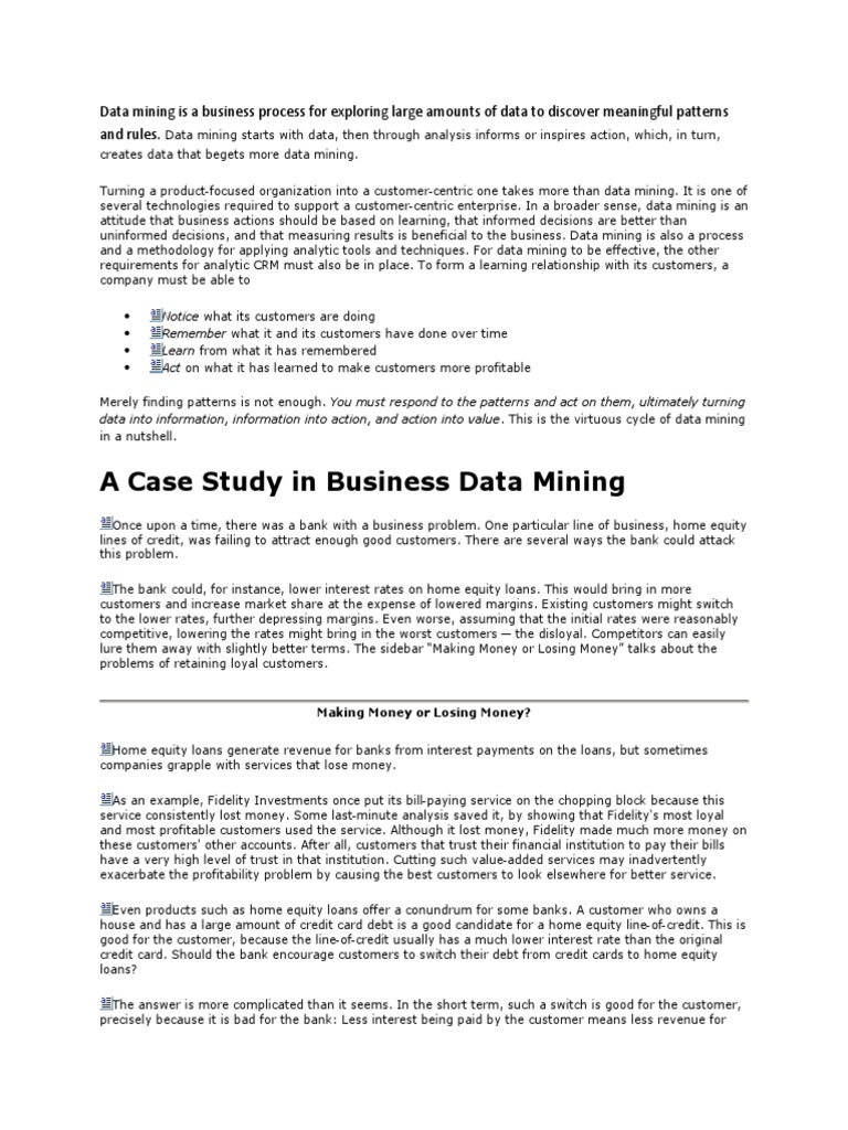 Data Mining Is A Business Process For Exploring Large Amounts of Data ...