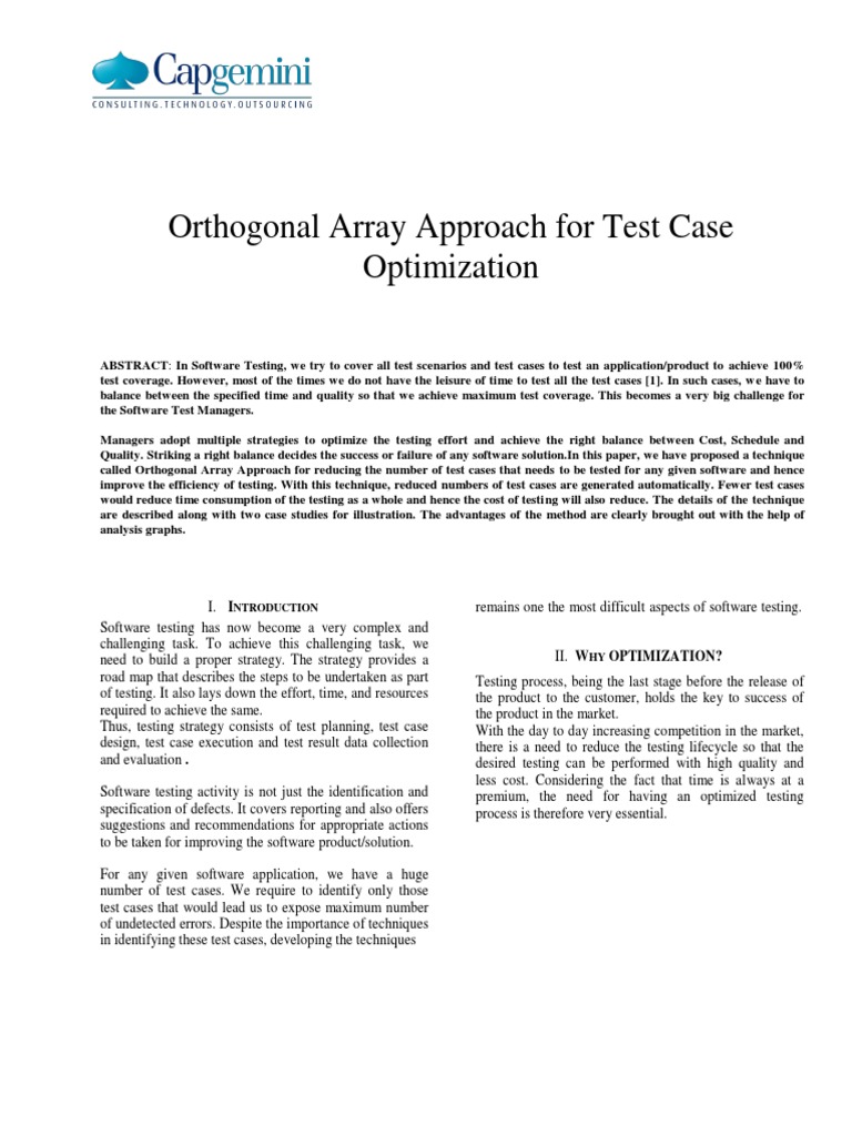 Orthogonal Array Approach With Examples and Case Studys | PDF ...