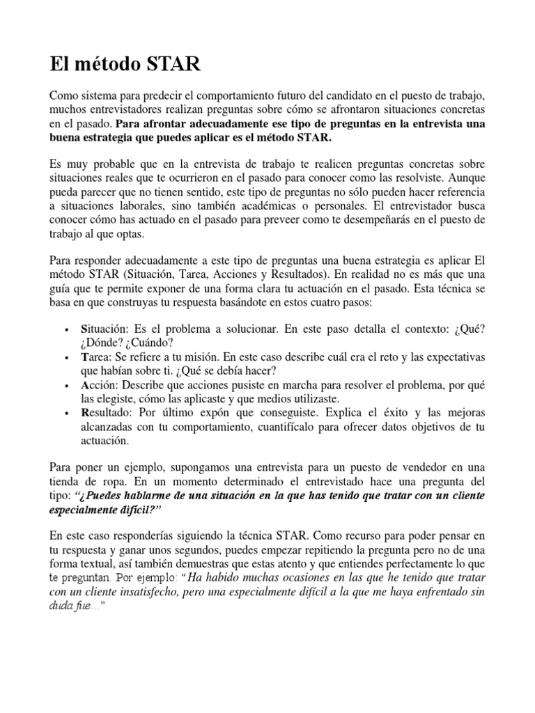 El Método STAR | PDF | Comportamiento | Sicología