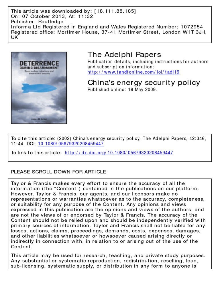 China's Energy Security | PDF | Energy Security | Natural Gas