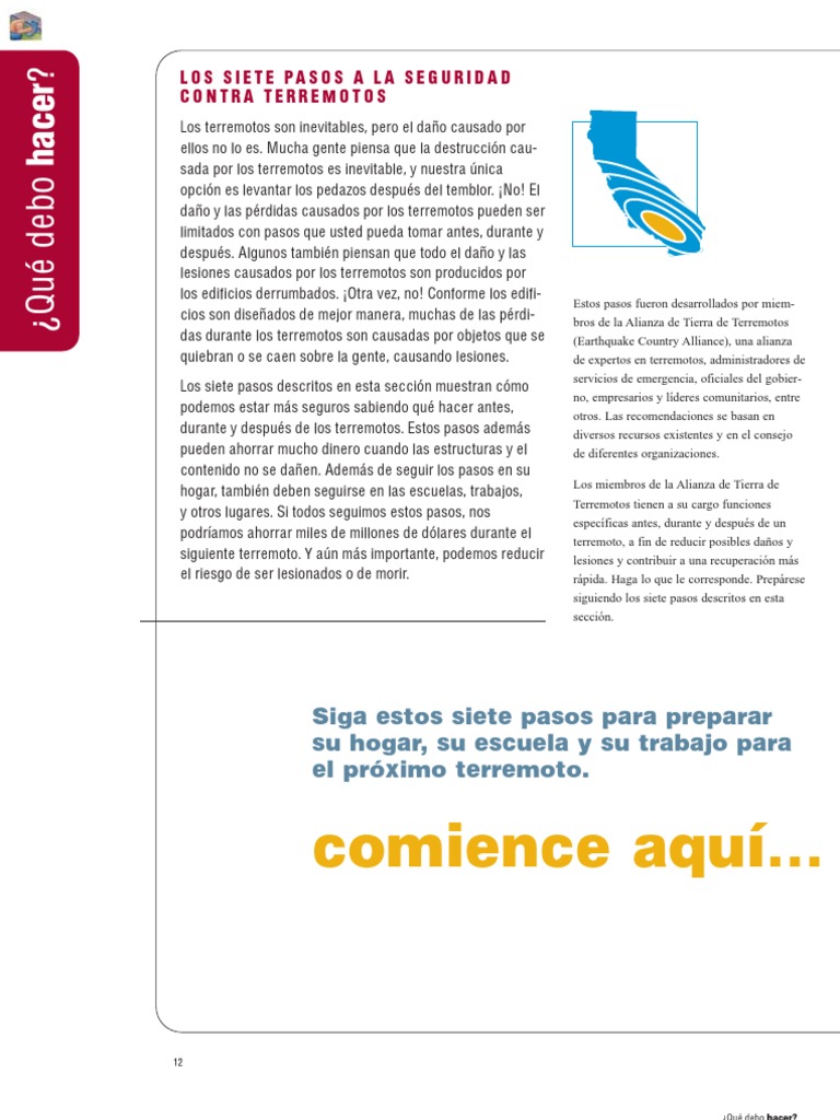 7 Pasos A La Seguridad para Terremotos | PDF | Fundación (Ingeniería ...
