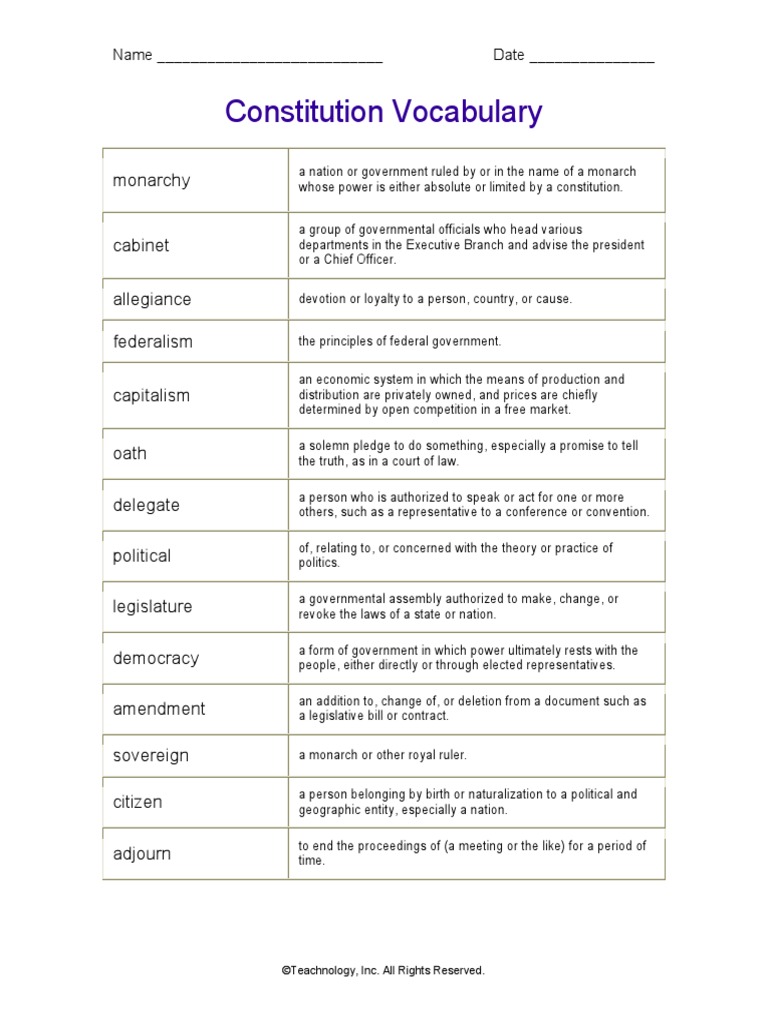 Constitution Vocabulary | Search And Seizure | United States Constitution