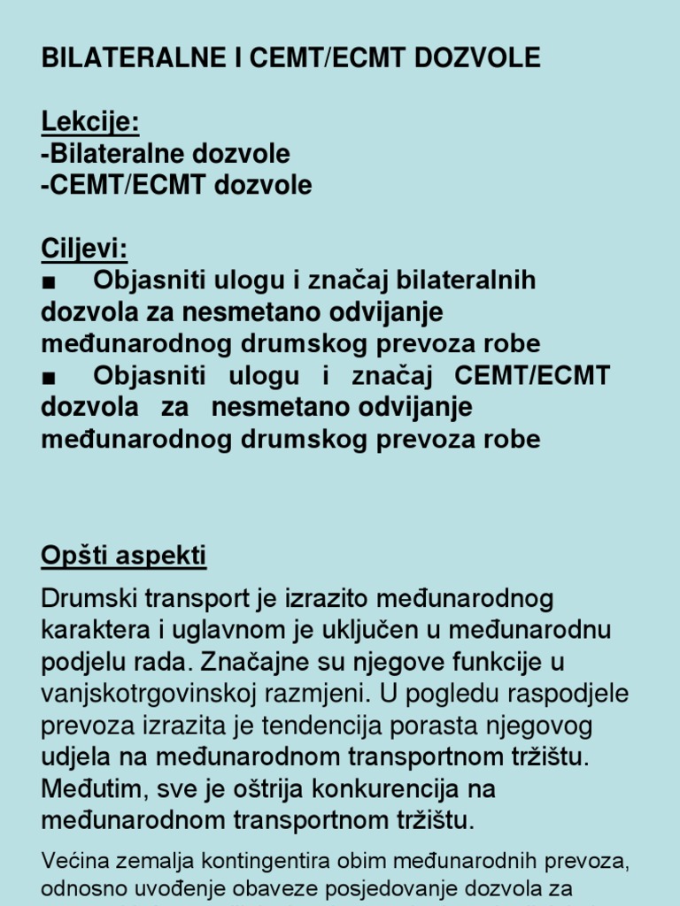 CEMT Propisi | PDF
