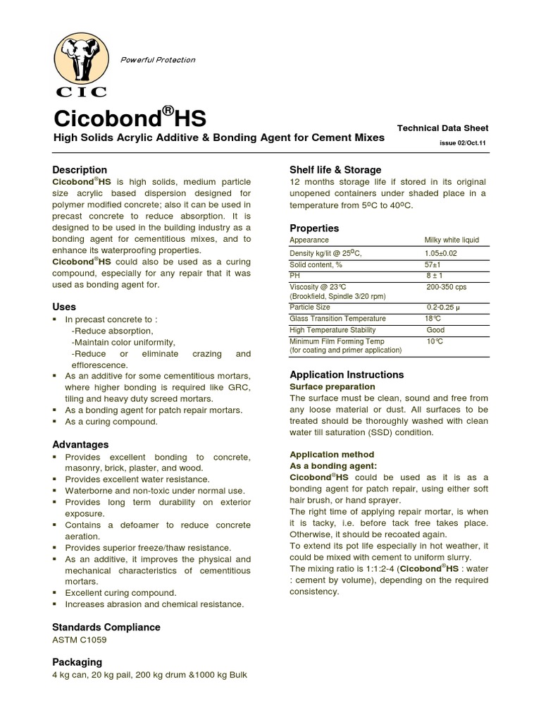 Cicobond HS | PDF | Mortar (Masonry) | Concrete