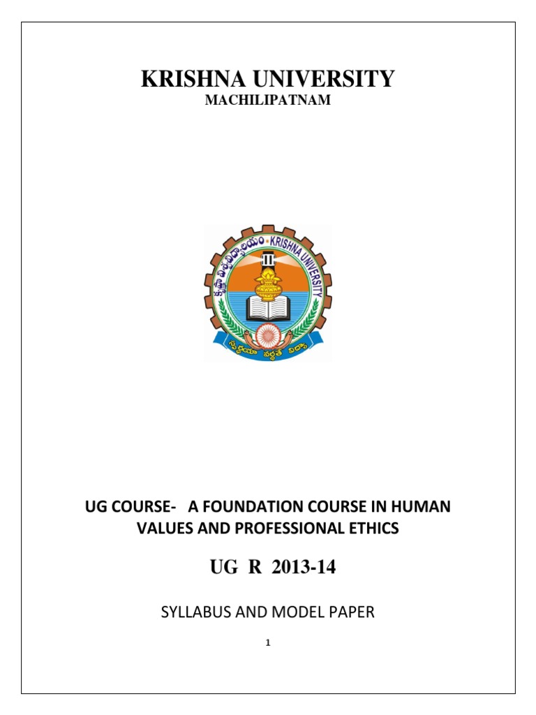 Ug Human Values Prof Ethics Syllabus 1 Pdf Value Ethics Lecturer