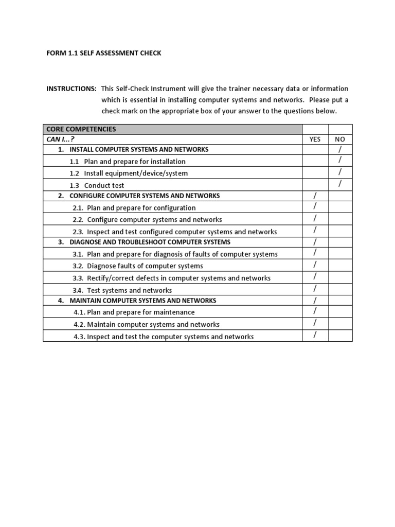 2 Self Assessment Checklist