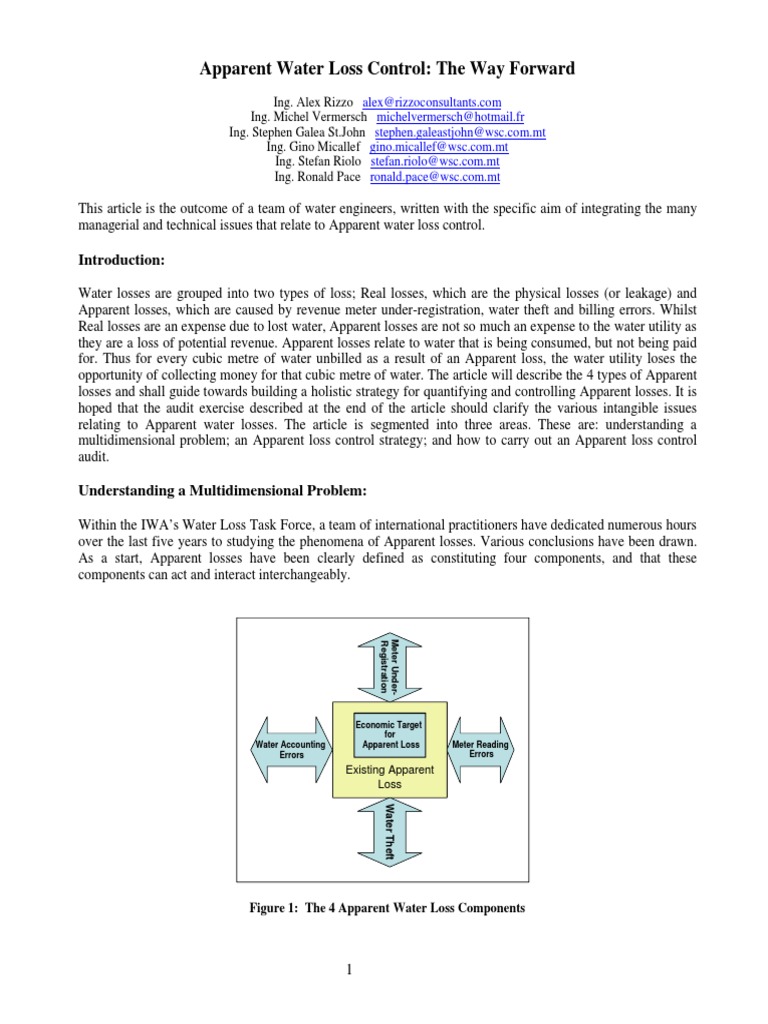 Apparent Water Loss Control - The Way Forward | PDF | Strategic ...