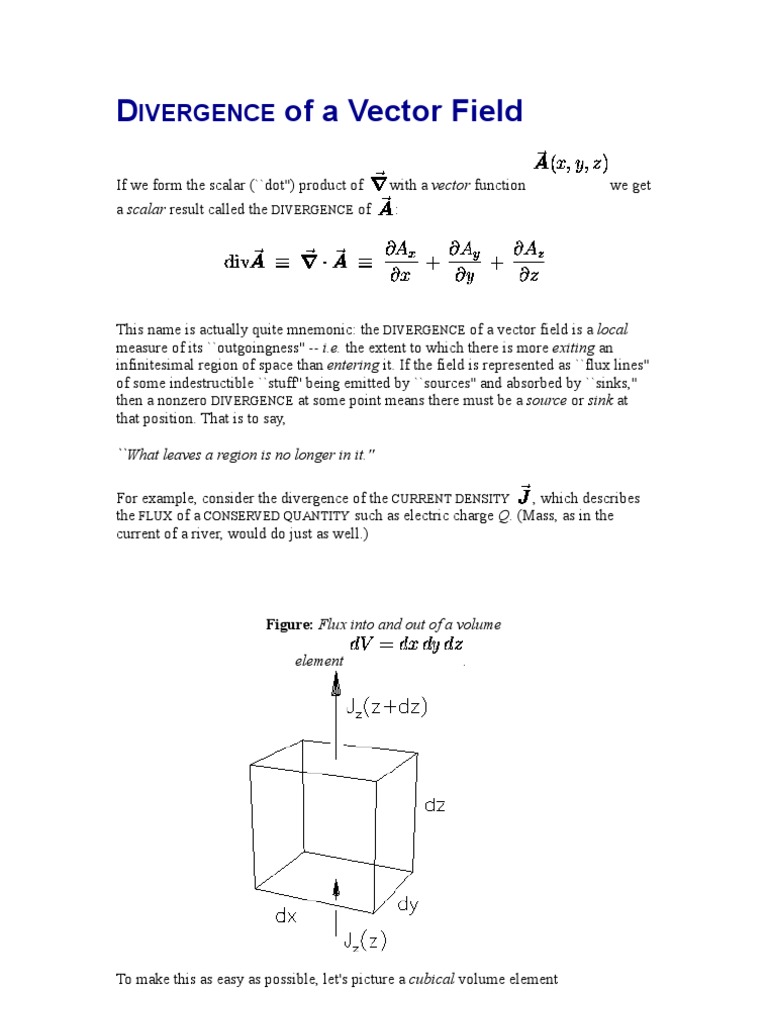 DIVERGENCE of A Vector Field | PDF | Divergence | Flux