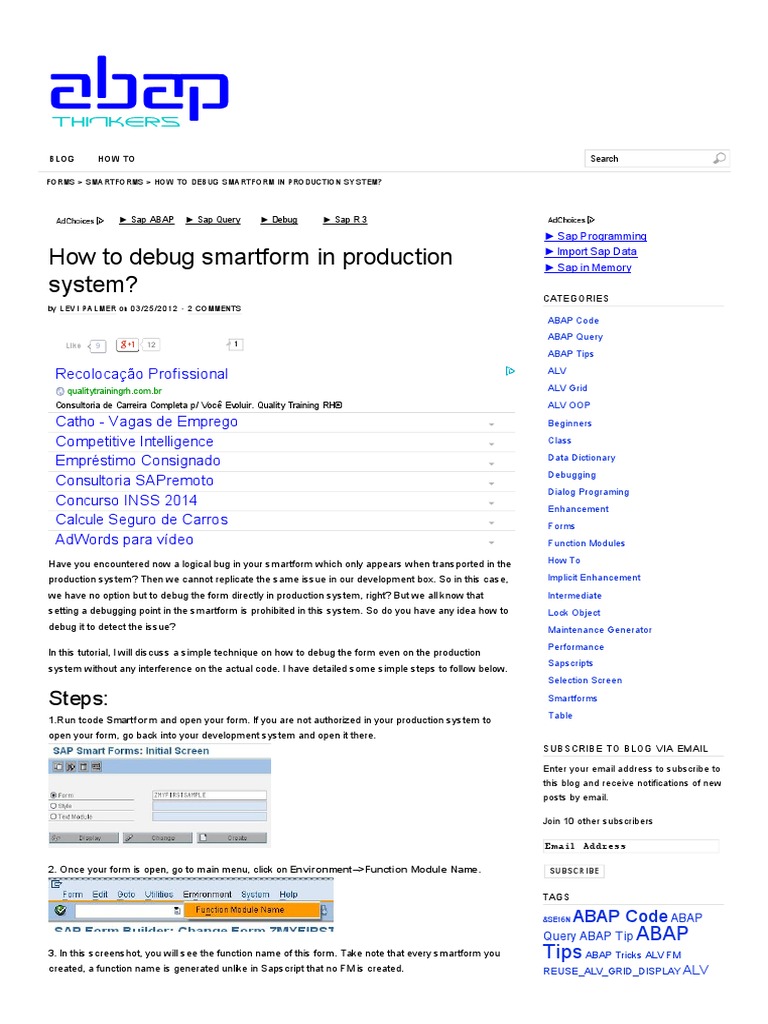 How To Debug Smartform in Production System - ABAP Thinkers | PDF ... How To Debug Smartform in Production System - ABAP Thinkers | PDF ...