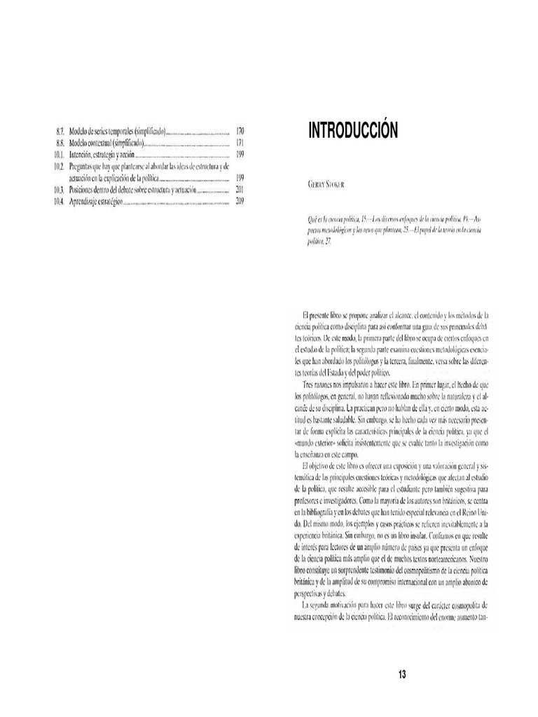 Marsh, David y Gerry Stoker, "Teoría y Métodos de La Ciencia Política ...