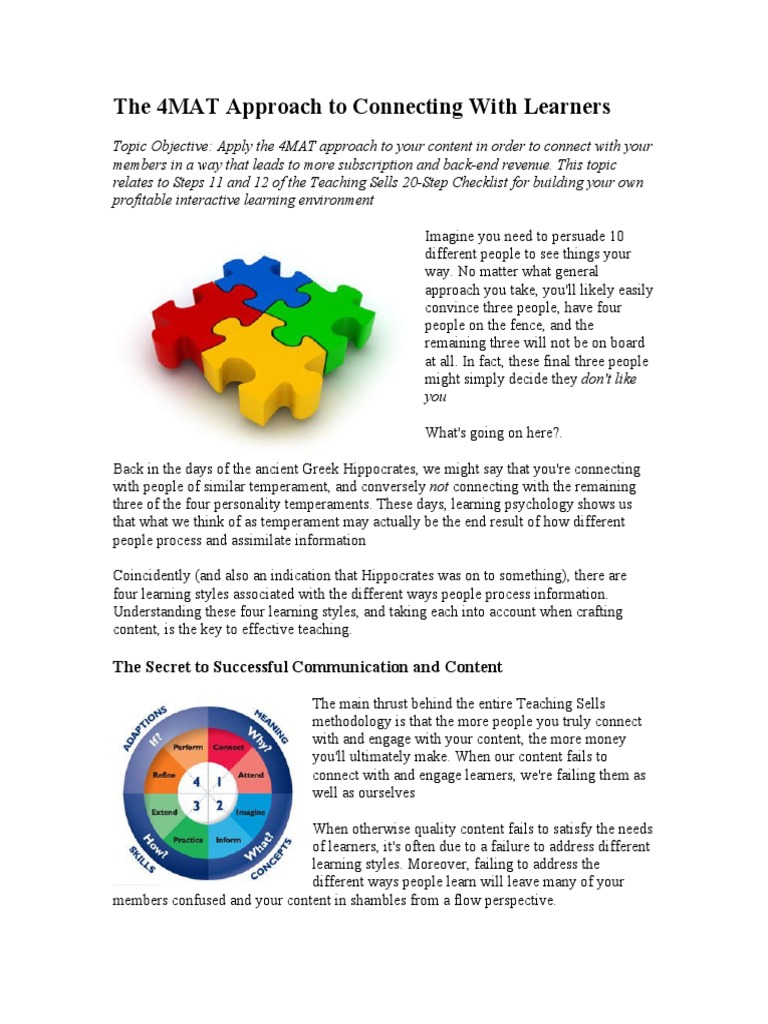 17 The 4MAT Approach To Connecting With Learners | PDF | Learning ...