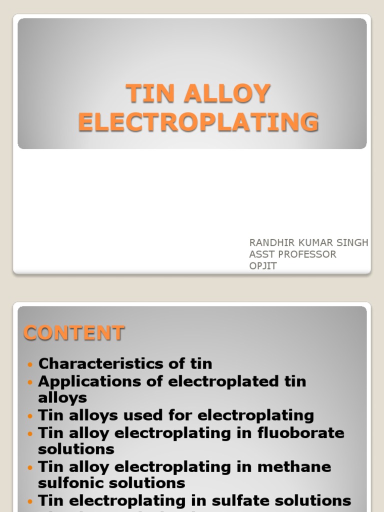 Tin Plating | PDF | Tin | Solder
