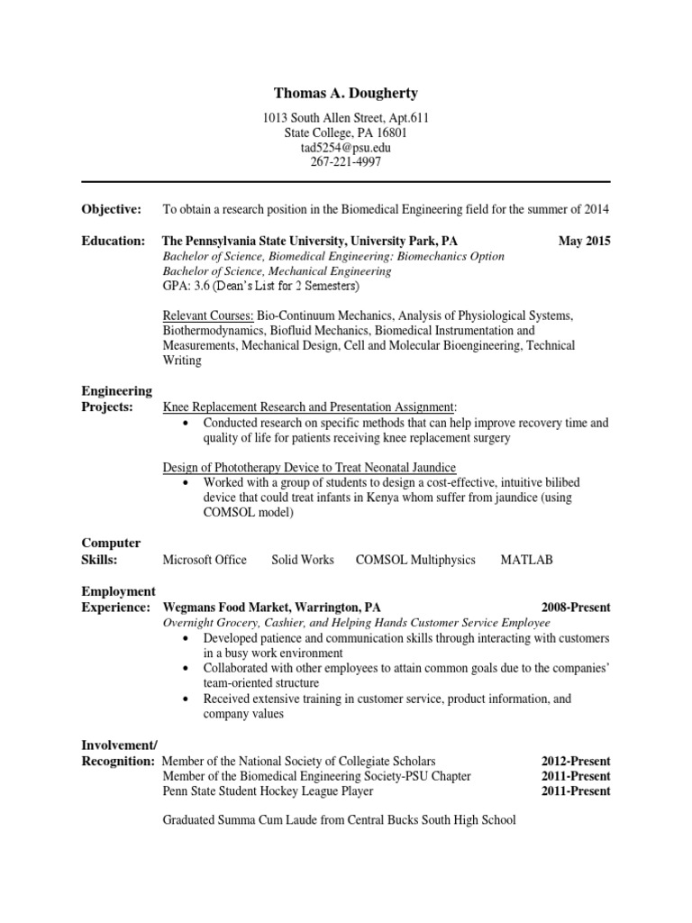 Thomas A. Dougherty: Objective: Education | PDF