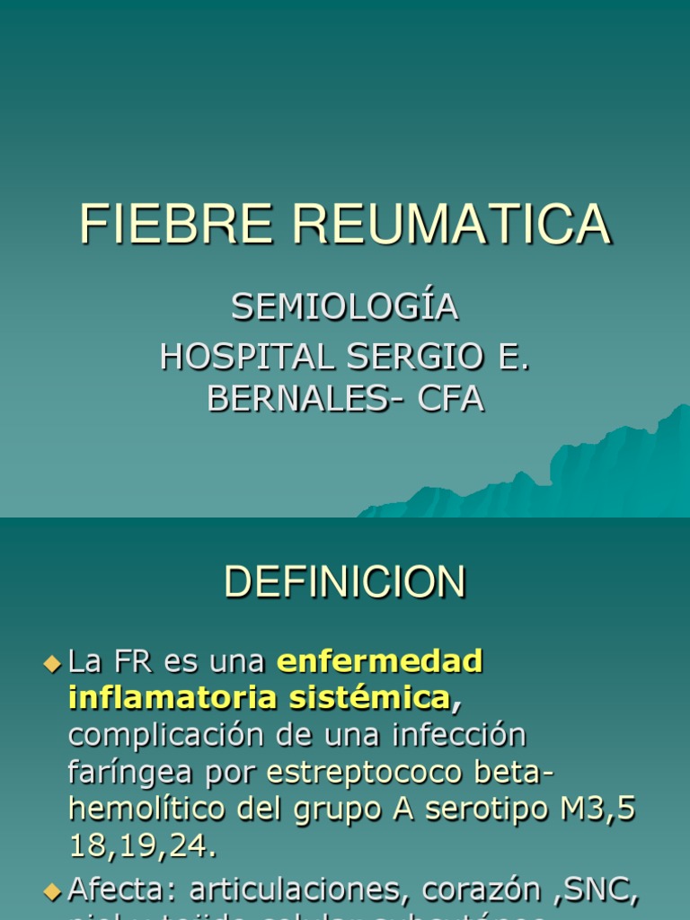 Fiebre Reumatica | PDF | Medicina CLINICA | Enfermedades y trastornos