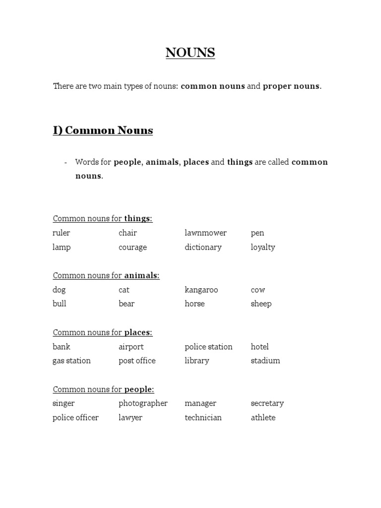 Common Nouns | PDF