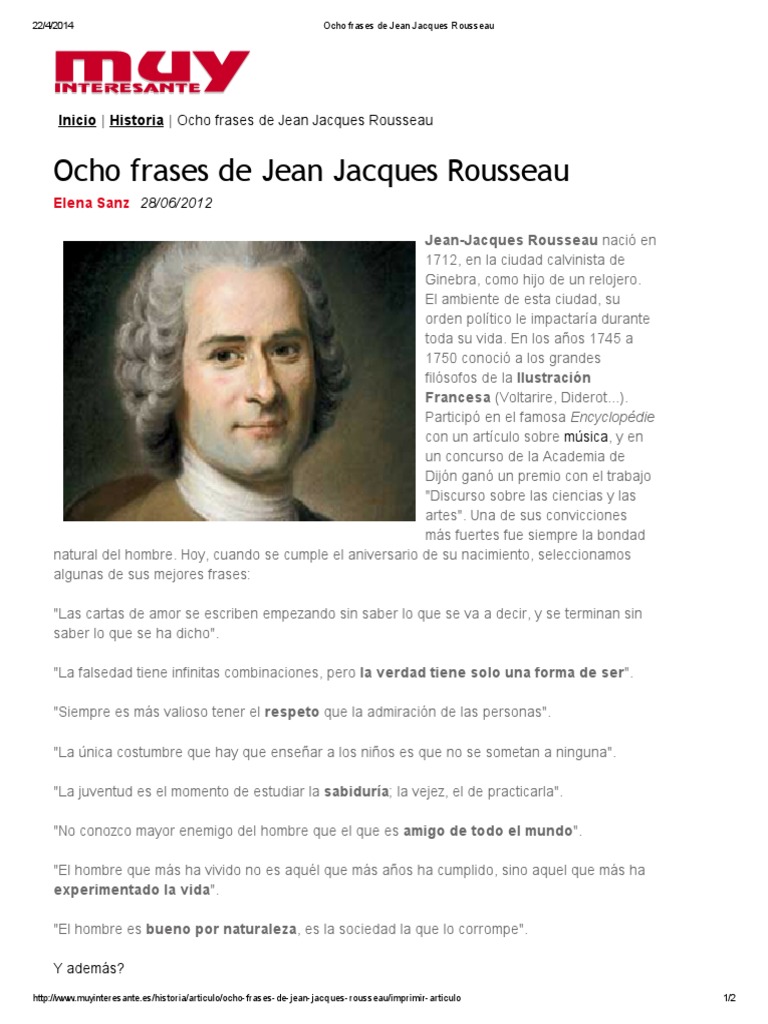Ocho Frases de Jean Jacques Rousseau | PDF | Jean-Jacques Rousseau