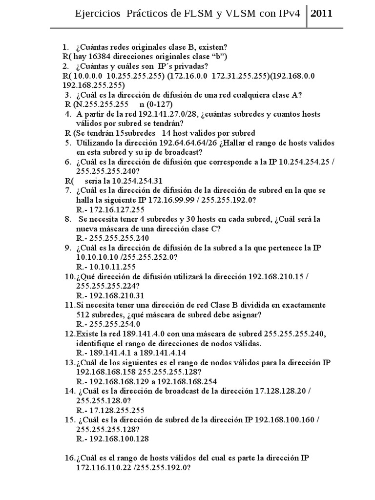 Ejercicios de Subneteo y VLSM | PDF | Dirección IP | Red de área amplia